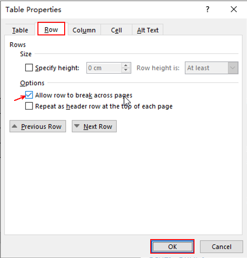 Do Not Break Table In Word