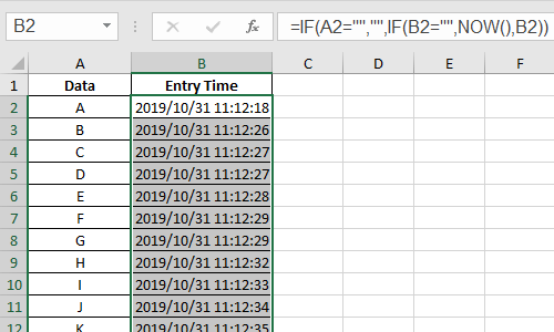 How To Automatically Record The Data Entry Time In Excel My Microsoft Office Tips