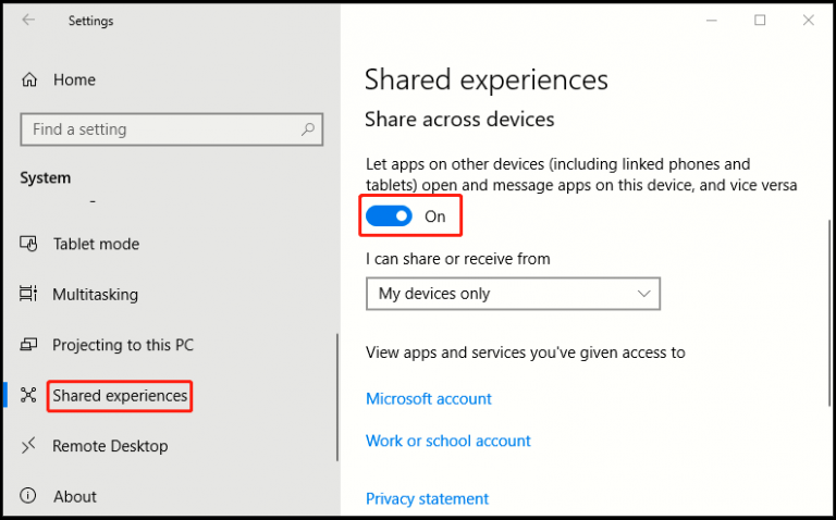 How to Enable Shared Experience in Windows 10 - My Microsoft Office Tips