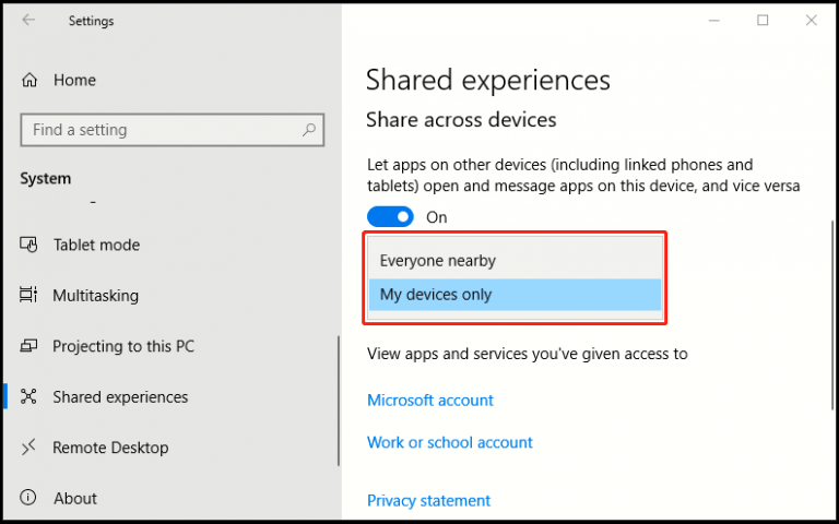 How to Enable Shared Experience in Windows 10 - My Microsoft Office Tips