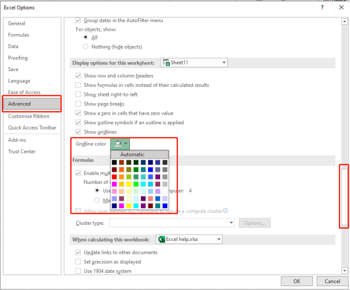 How To Change The Color Of The Gridline In Worksheet My Microsoft