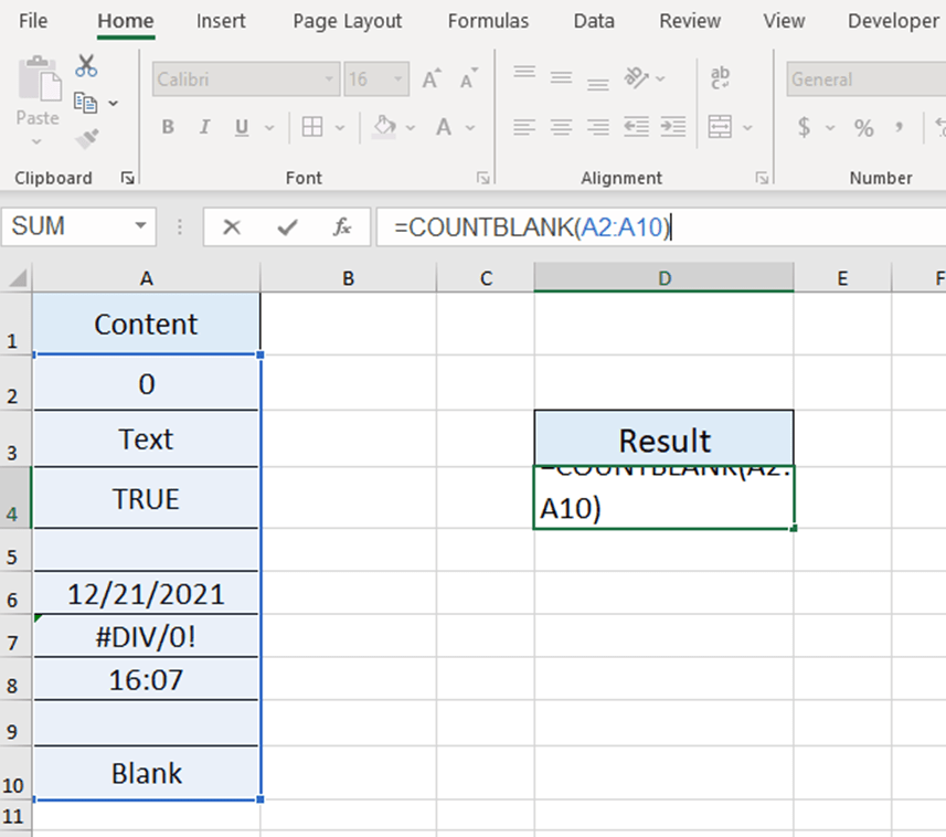 How To Use The Countblank Function In Excel My Microsoft Office Tips