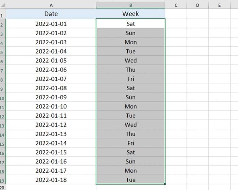 Five Ways To Find Day Of Week From Date In Excel - My Microsoft Office Tips