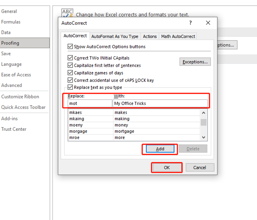 How To Automatically Replace Text In Microsoft Excel My Microsoft Office Tips