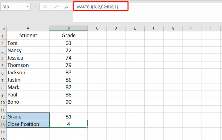 How To Use Match Function In Microsoft Excel - My Microsoft Office Tips